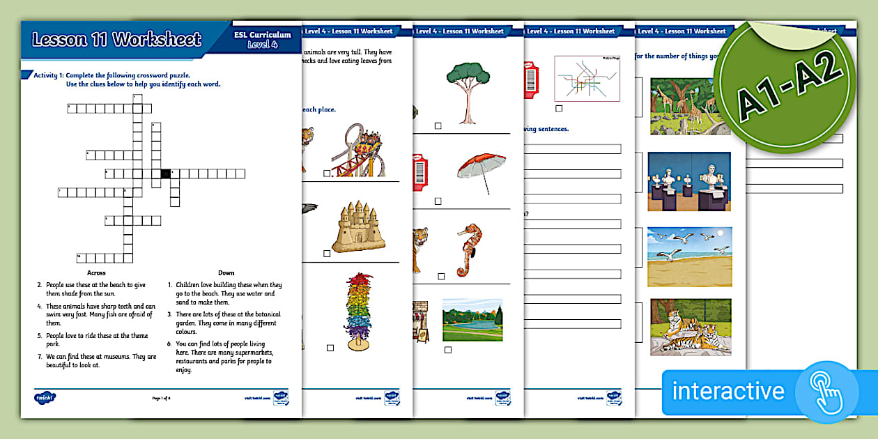 ESL Curriculum Level 4, Lesson 11 Interactive Worksheet