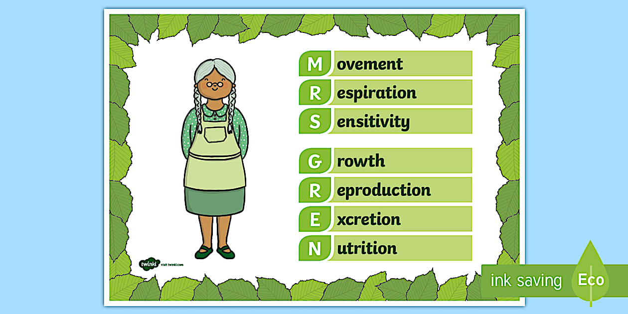 Mrs Gren Poster/Characteristics of Living Things - Twinkl