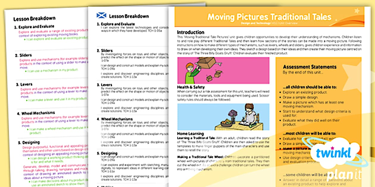 D&T: Moving Pictures Traditional Tales KS1 Planning Overview CfE