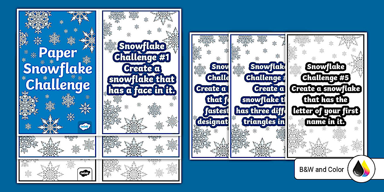 Paper Snowflake Challenge Cards for 6th-8th Grade - Twinkl
