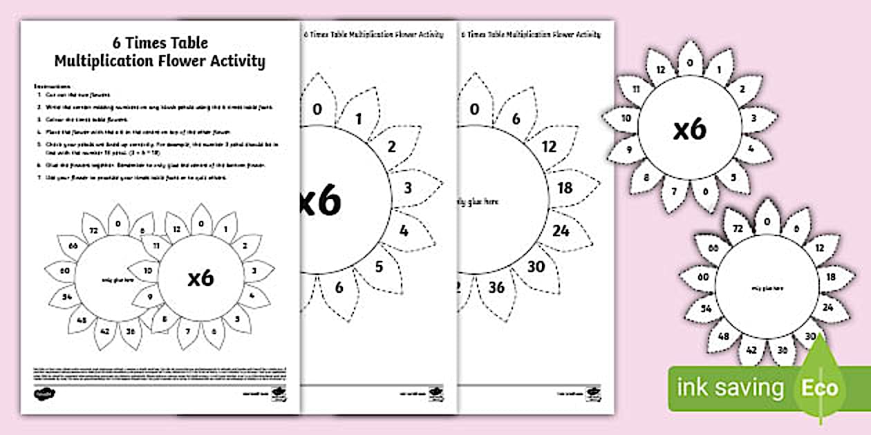 6 Times Table Multiplication Flower Activity (teacher made)