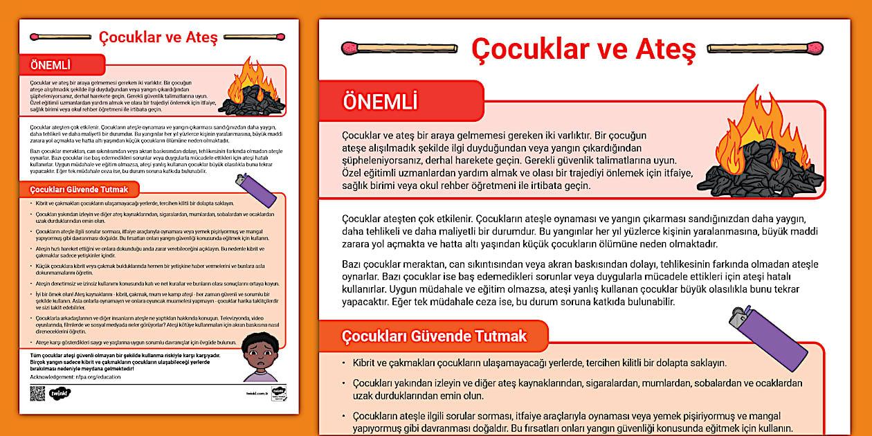 Çocuklar ve Ateş (teacher made) - Twinkl