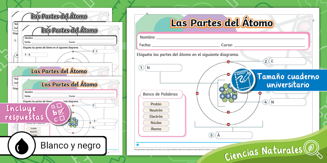 Guía | Trabajo | Modelo | Átomo | Núcleo | Electrón | Protón