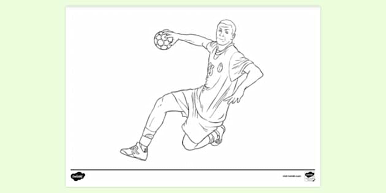 Handball Colouring Sheet (teacher made) - Twinkl