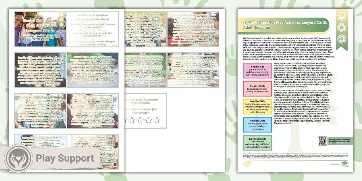 Social Connection Play Activities Lanyard Cards - Twinkl