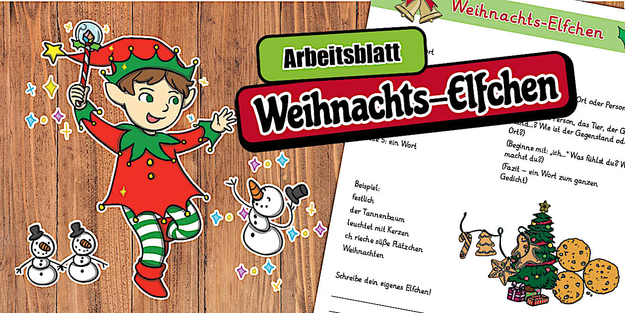 Weihnachts-Elfchen - Arbeitsblatt