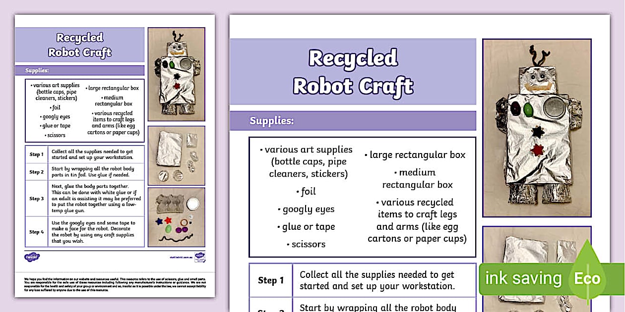 Recycled Robot Craft | Twinkl (teacher made) - Twinkl