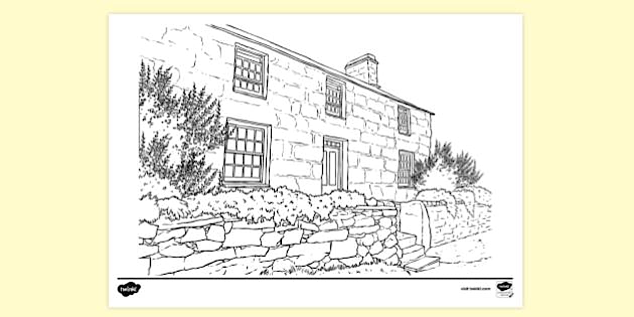 Hedd Wyn's House (Background) Colouring Sheet - Twinkl