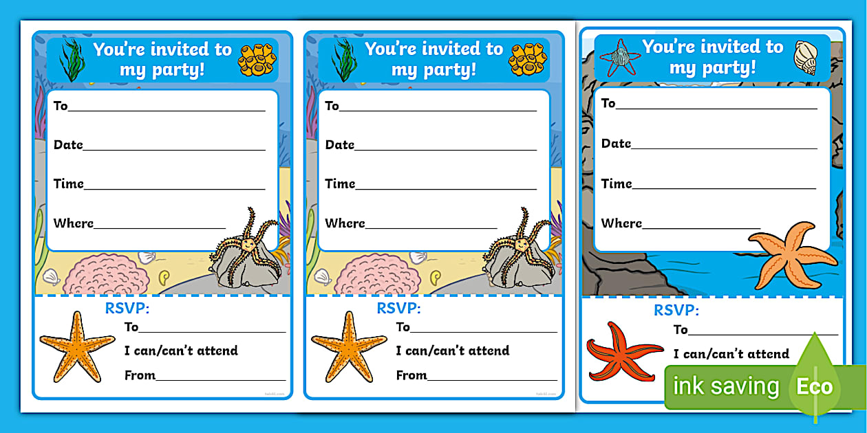 Starfish-Themed Party Invitations | Twinkl Party Printables
