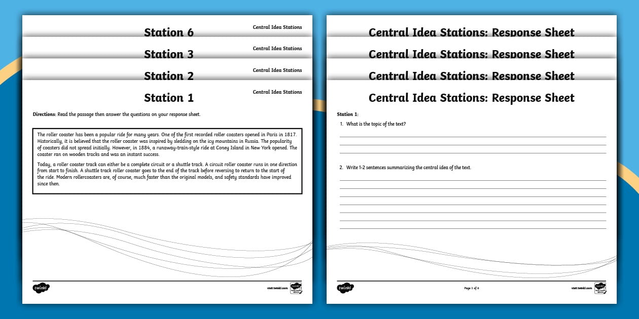 Sixth Grade Central Idea Stations Activity (teacher made)