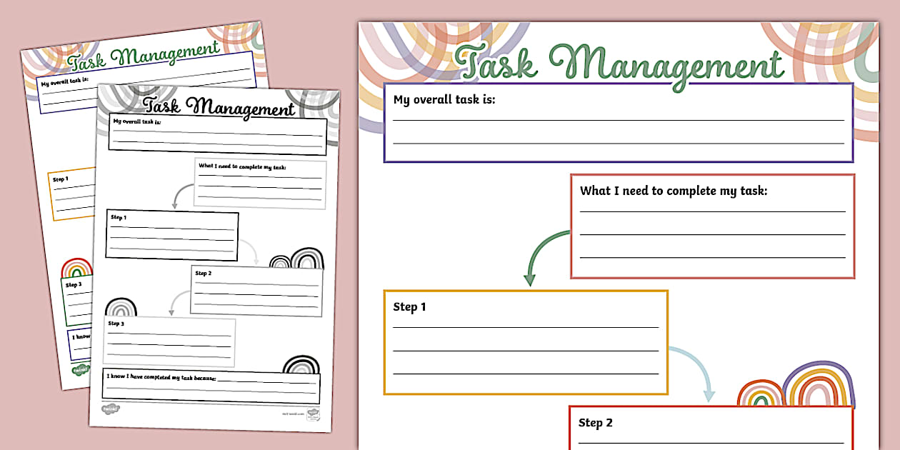 Muted Rainbow Themed Task Management Board (Teacher-Made)