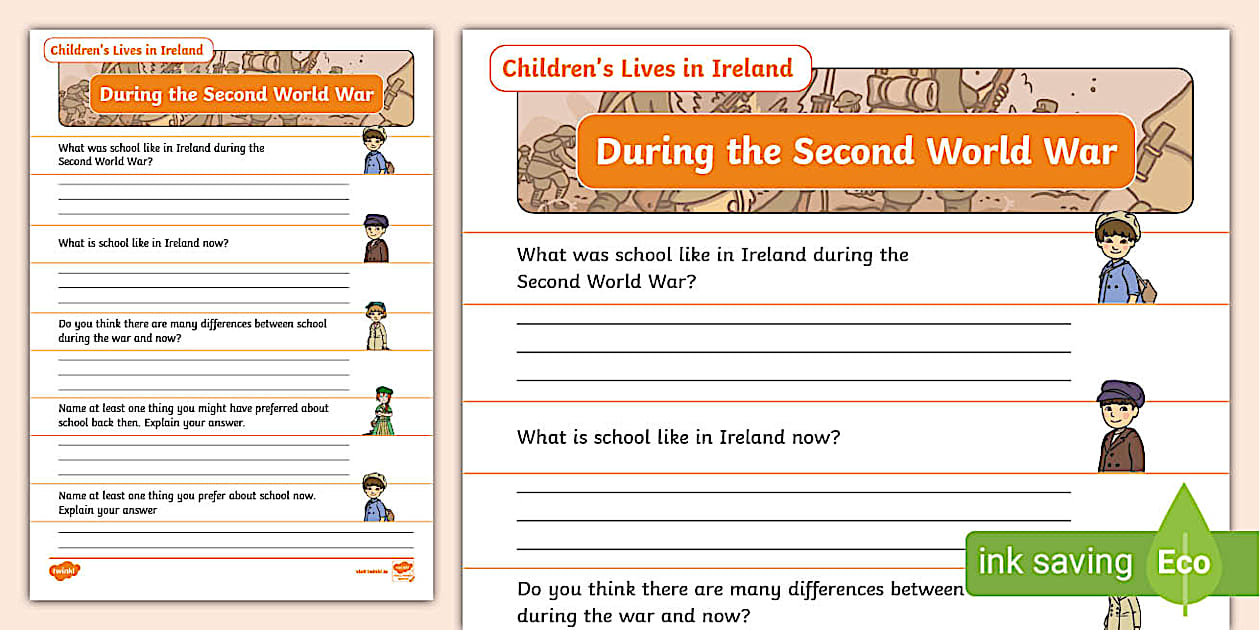 Children's Lives in Ireland During the Second World War Writing Frame