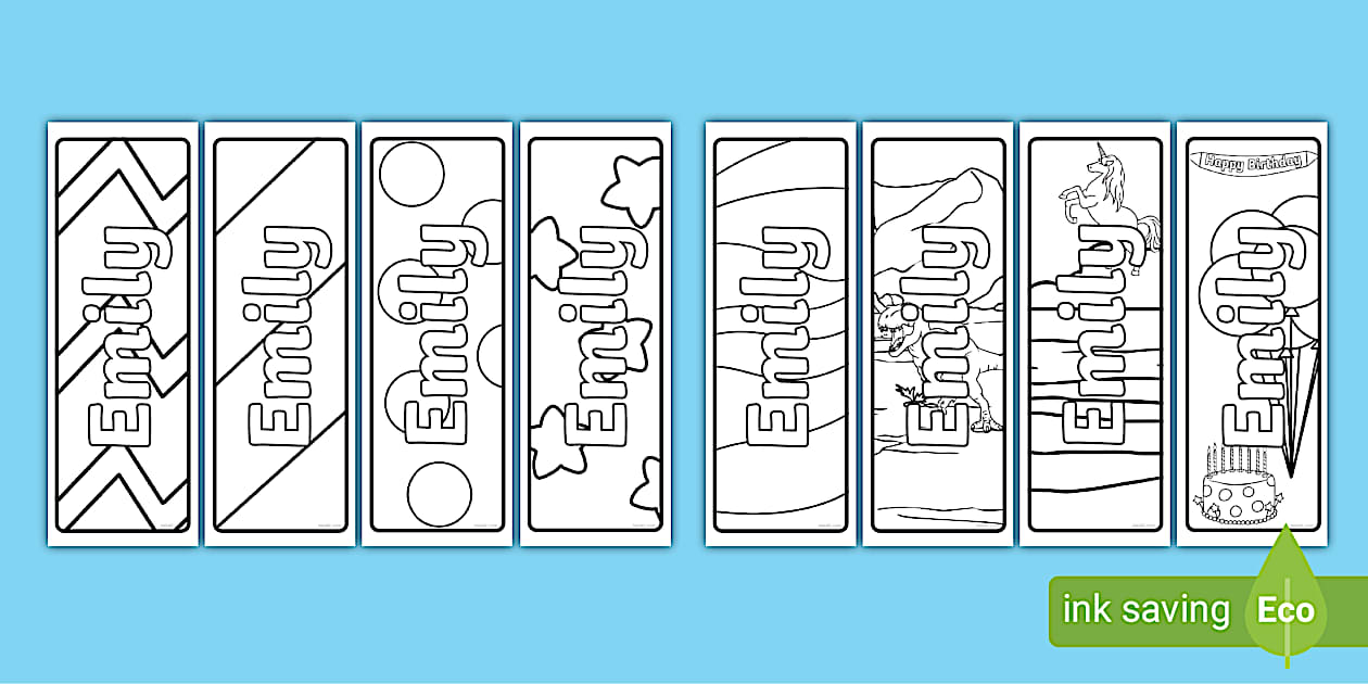 Emily Name Simple Colouring Bookmarks | Twinkl | Bookmarks