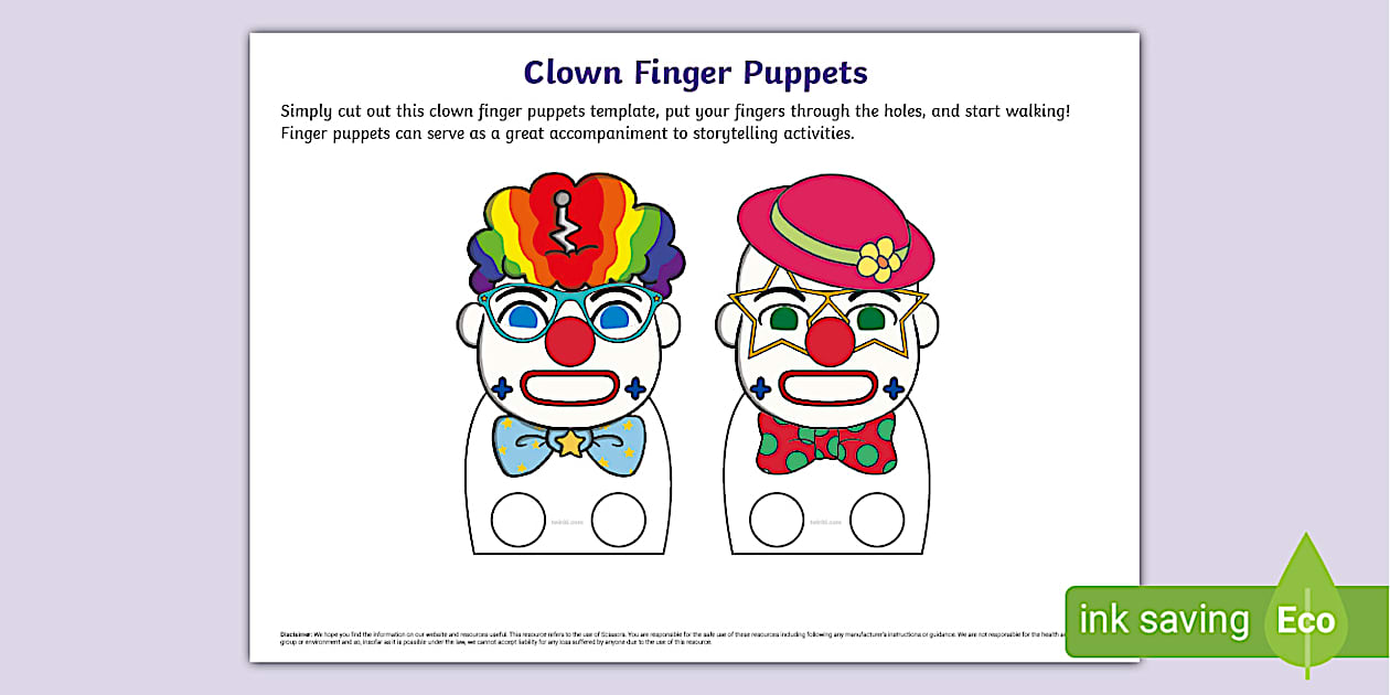 Clown Finger Puppets |Twinkl Finger Puppets for Storytelling