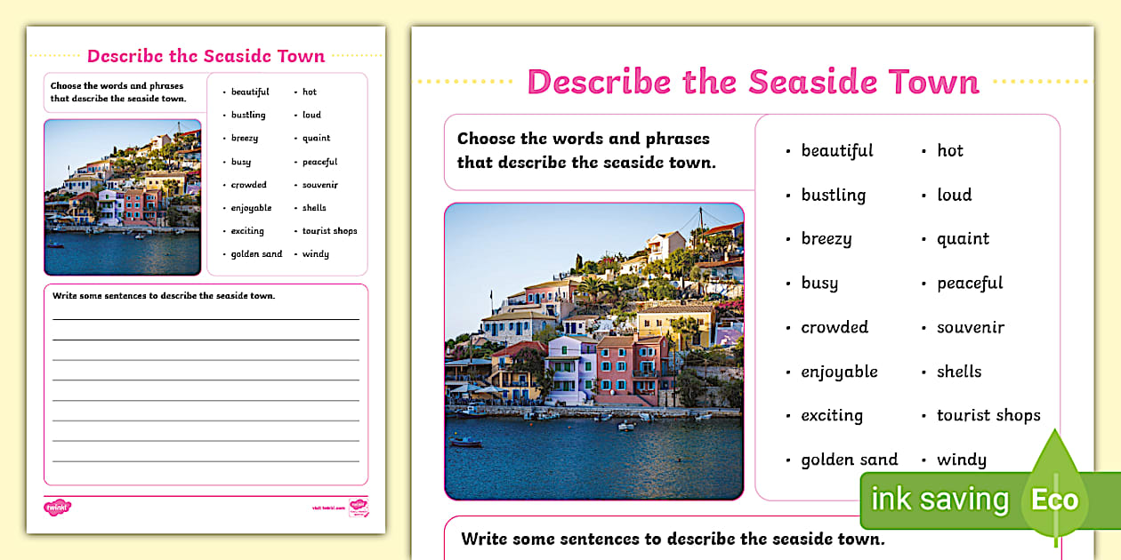 Describe the Seaside Town Writing Activity - Twinkl