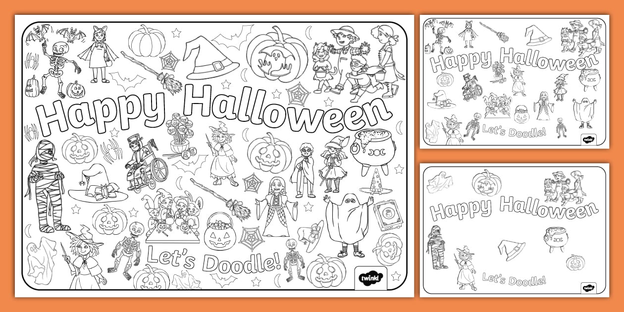 Happy Halloween Doodle Colouring Sheet - KS1 - Twinkl