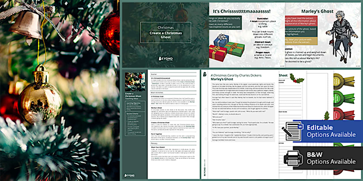 Black and White Create a Christmas Ghost Lesson Pack