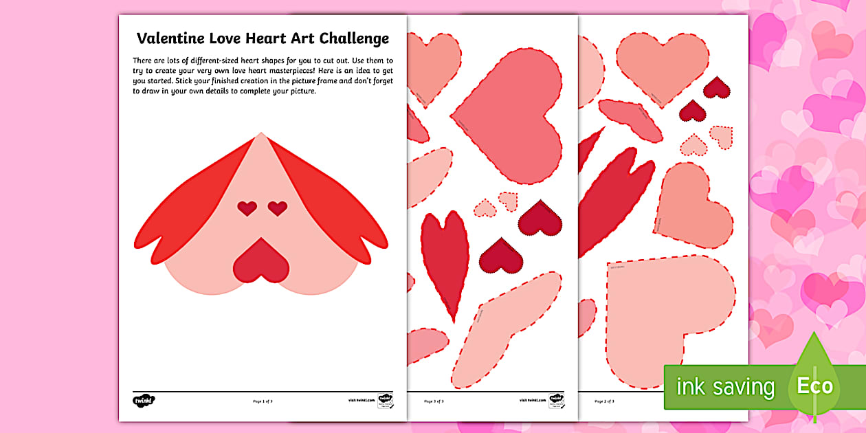 Black and White Valentine's Day Love Heart Collage Activity