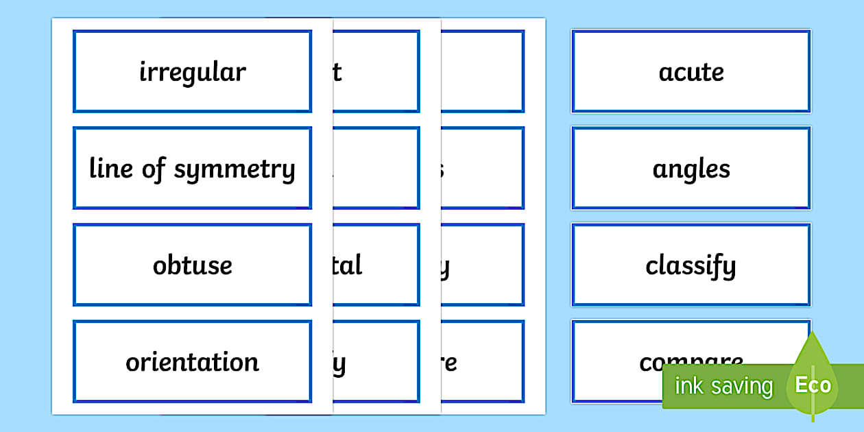 Editable Year 4 2014 Curriculum Maths Vocabulary Cards Geometry ...