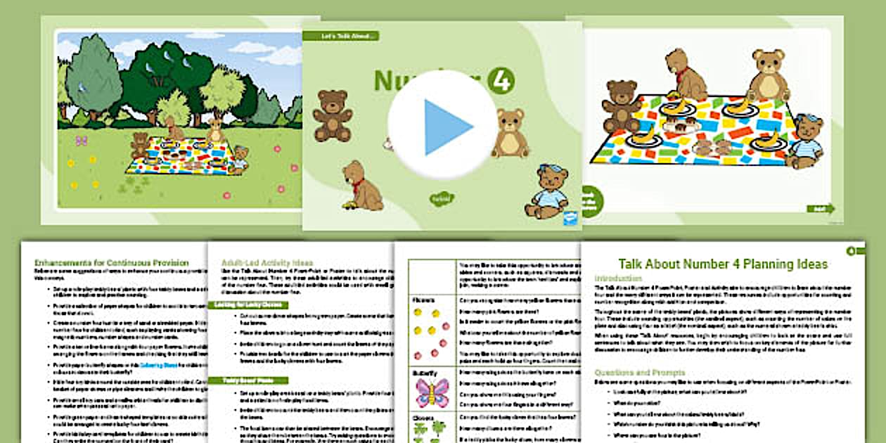 Talk About Number 4 Maths PowerPoint and Planning Ideas