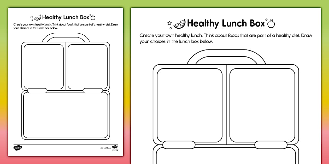 Healthy Lunch Box Worksheet for K-2nd Grade