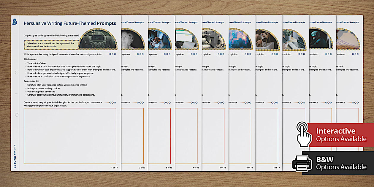 Persuasive Writing Future-Themed Prompts (teacher made)