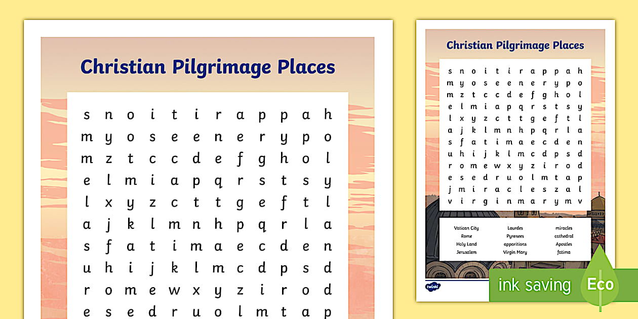 Christian Pilgrimage Sites Word Search (teacher made)