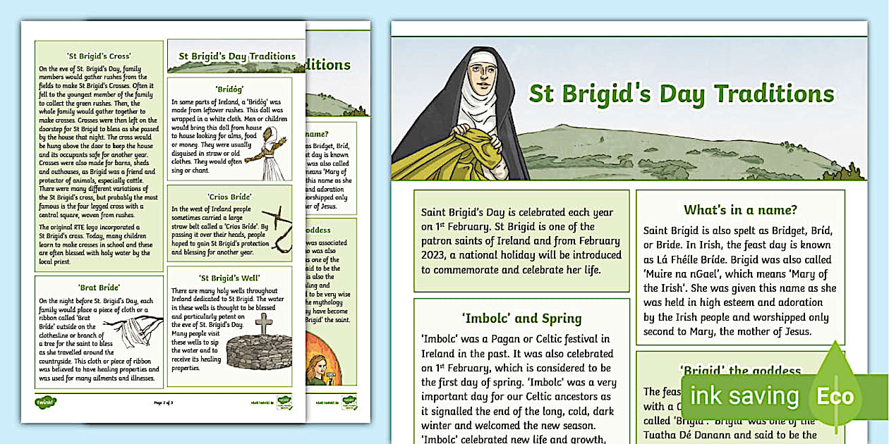 St. Brigid's Day Traditions Fact File (teacher made)