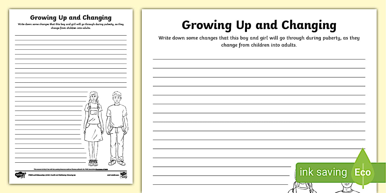UKS2 Growing Up and Changing During Puberty Activity Sheet