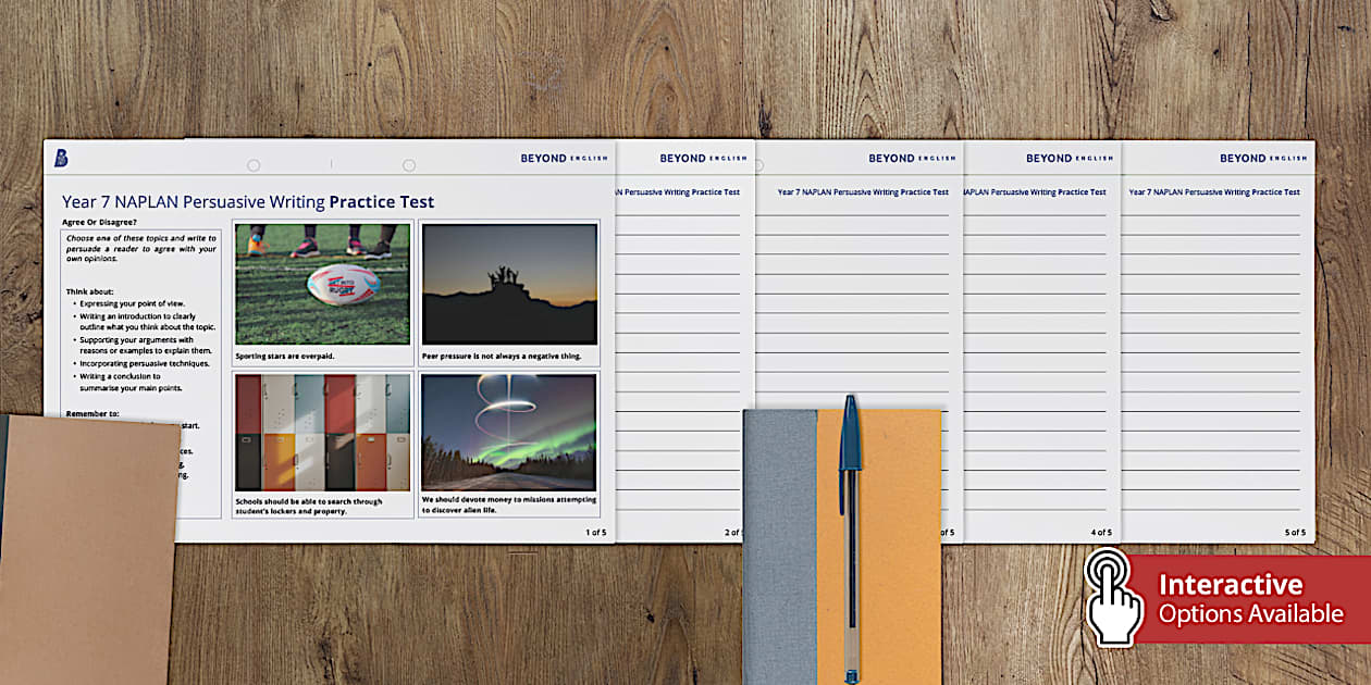 Year 7 NAPLAN Persuasive Writing Practice Test - Twinkl