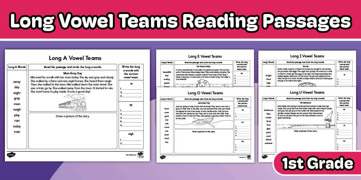First Grade Long Vowel Teams Reading Passage Pack