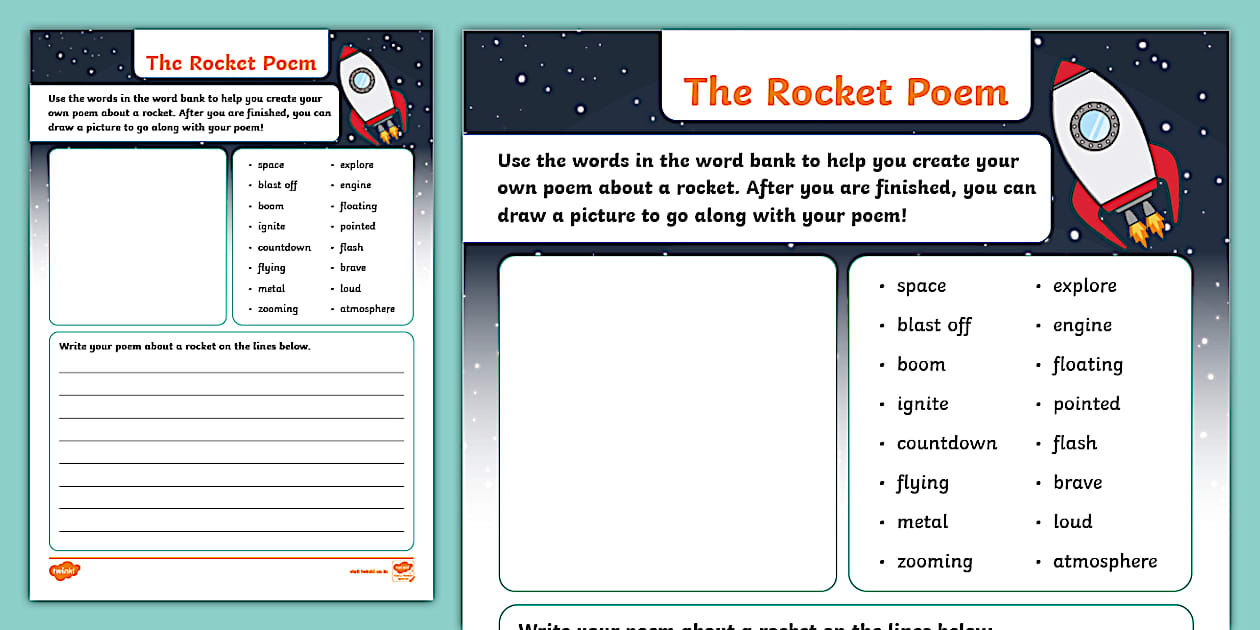 The Rocket Poem Writing Template (teacher made) - Twinkl