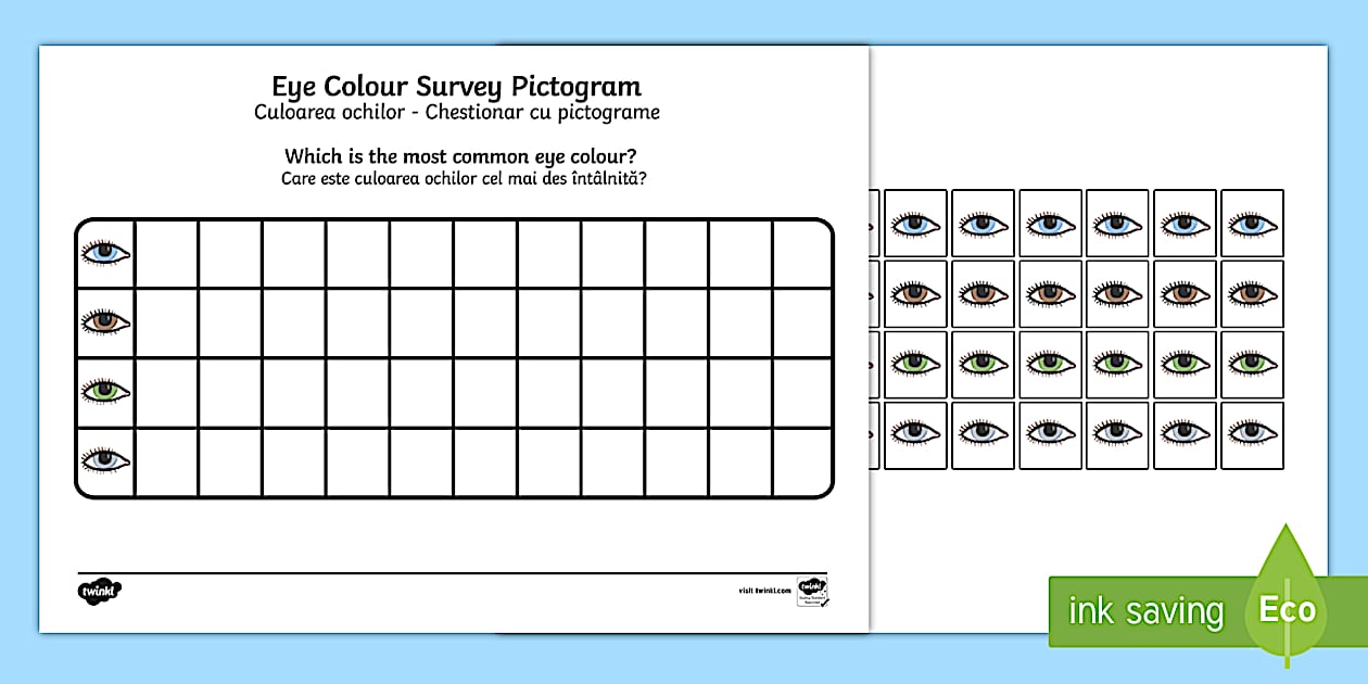 Eye Colour Survey Pictogram English/Romanian - Eye Colour Survey Pictogram