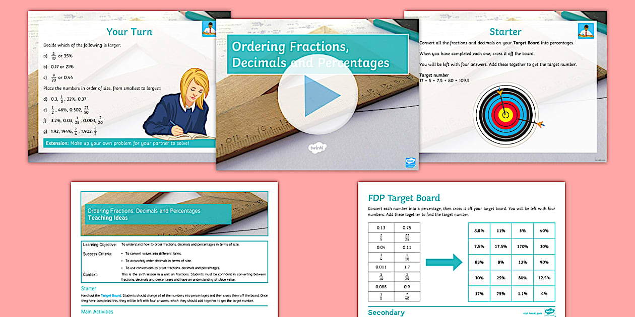 Fractions Lesson 6: Ordering Fractions, Decimals & Percentages