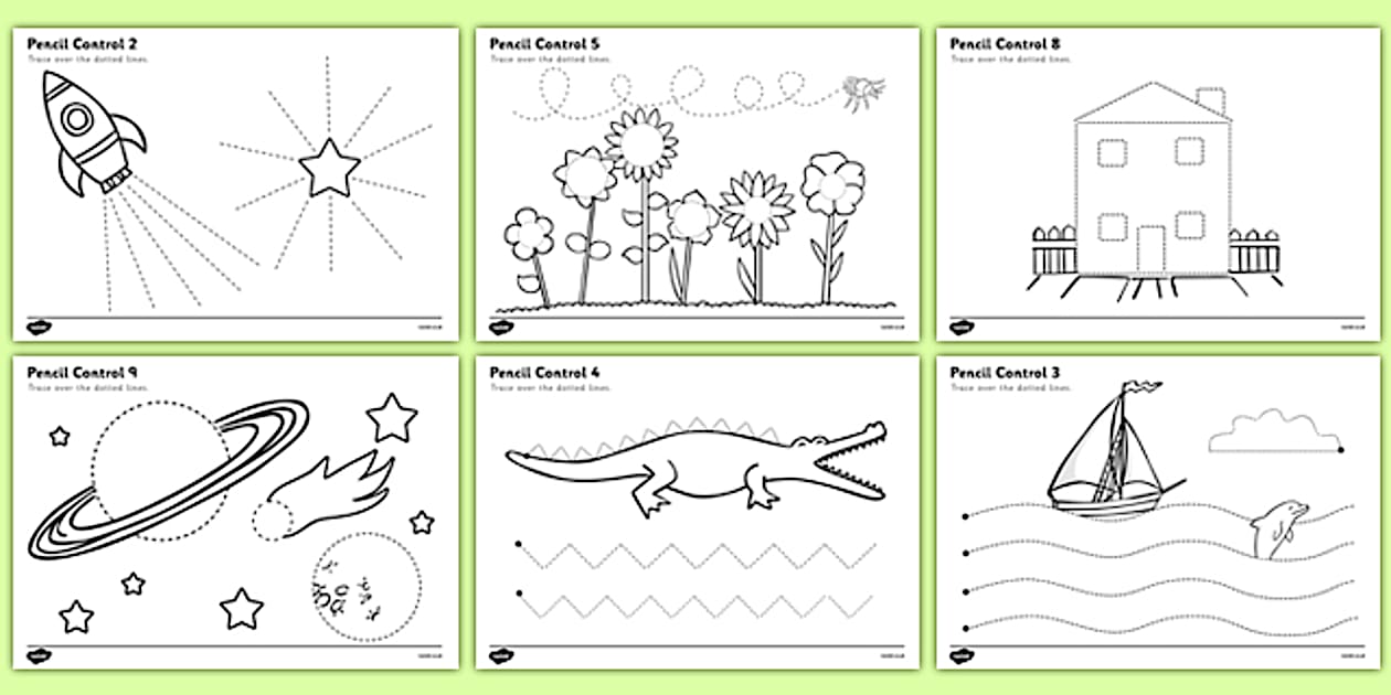 Pencil Control Tracing Pictures | Pencil Control Worksheets