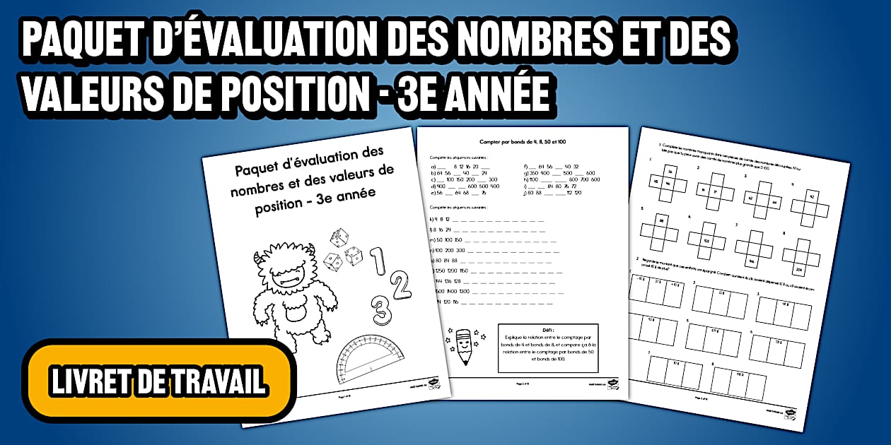 Grade 3 Number And Place Value Assessment Pack French