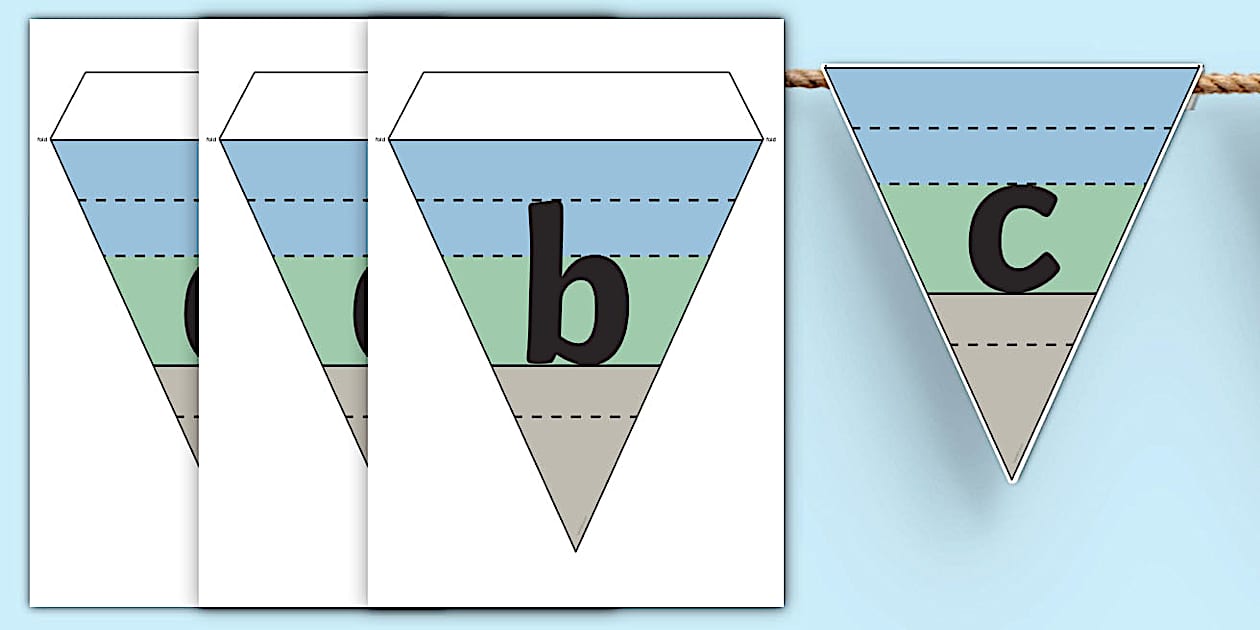 Editable Botanical-Themed Ground Grass and Sky Handwriting Display Bunting