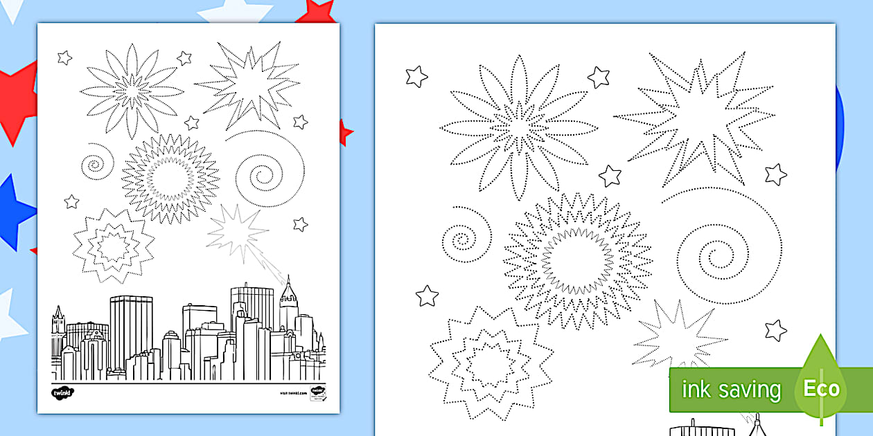 Independence Day Firework Pencil Control Sheet - Twinkl