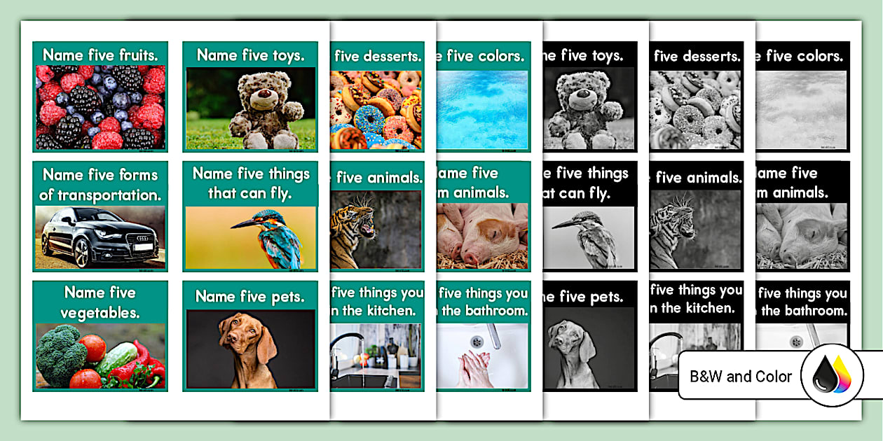 Name Five Things Photo Card Game (Teacher-Made) - Twinkl