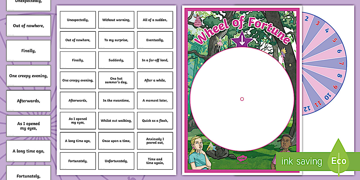 Challenging Sentence Starter Wheel of Fortune Spinning Wheel Activity Pack
