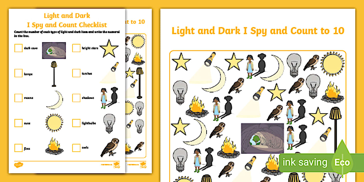 Light and Dark I Spy and Count Activity to 10 (teacher made)