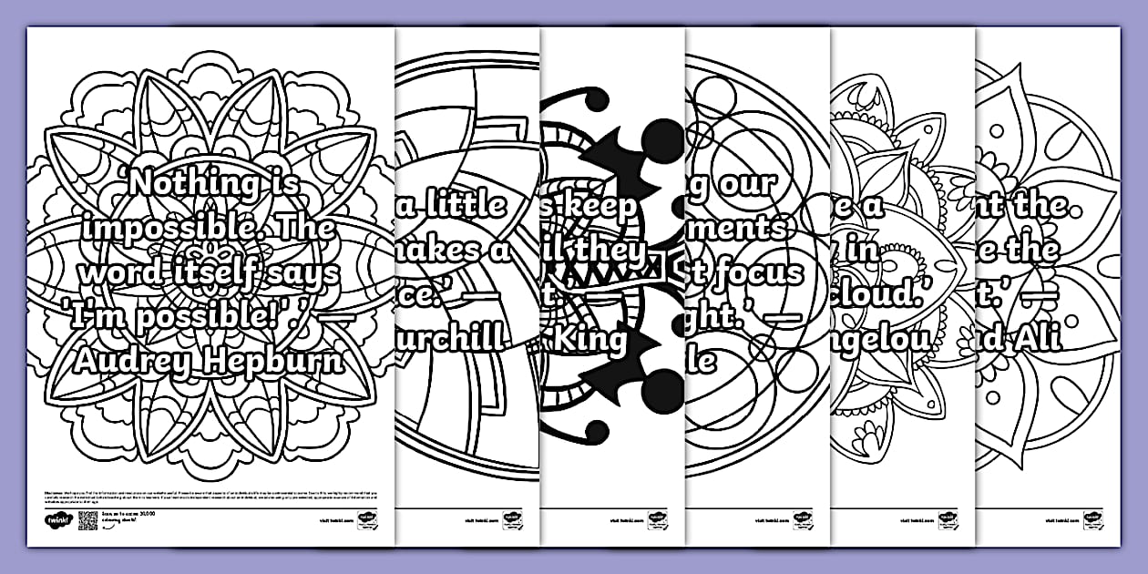 Short Uplifting Quotes Colouring Pages Pack (teacher made)