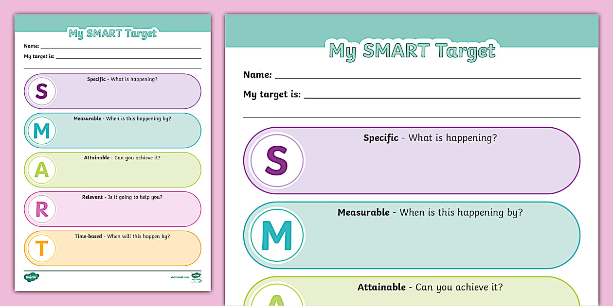 Smart Target Worksheet | Smart Targets Template | SEND
