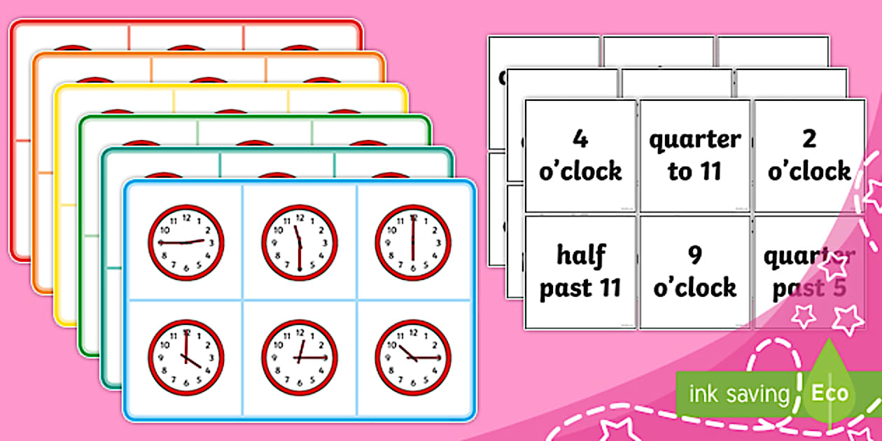 Editable Mixed Time Bingo Game: O’Clock, Half Past, Quarter To and Quarter