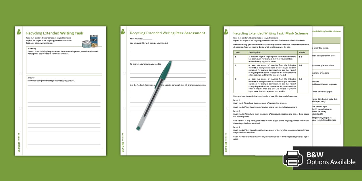 Recycling Extended Writing | KS3 Science | Beyond - Twinkl