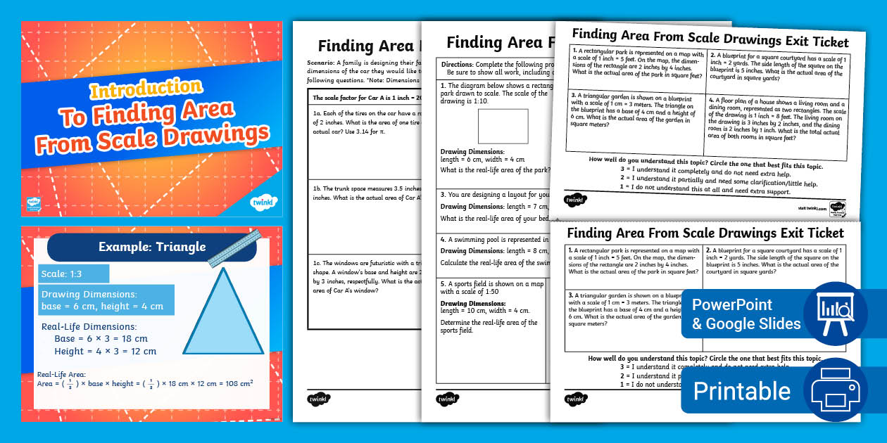 Seventh Grade Finding Area From Scale Drawings Lesson Pack