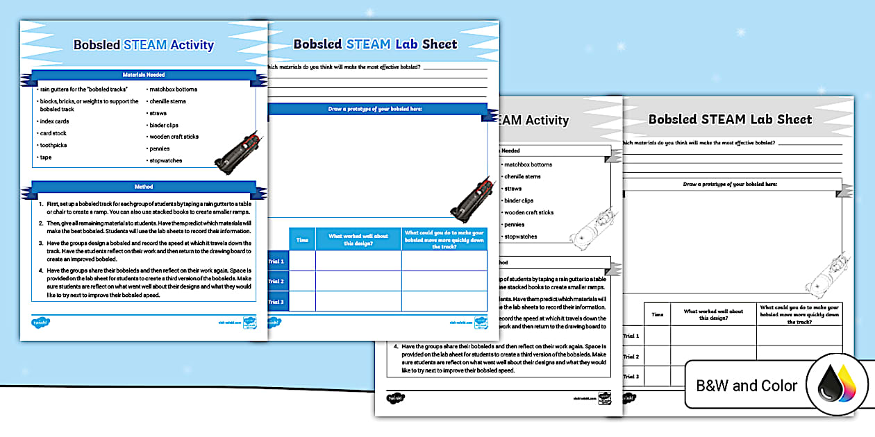 Bobsled STEAM Activity for 3rd-5th Grade (Teacher-Made)