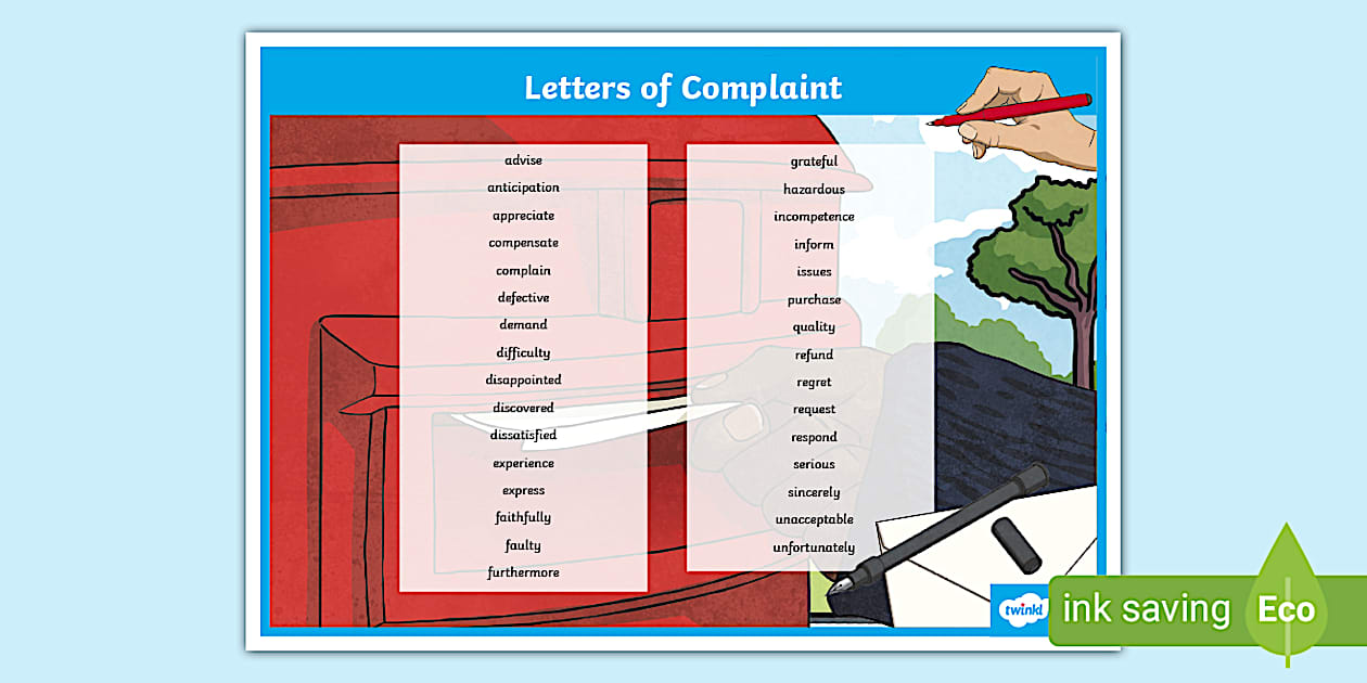 Letter of Complaint Word Mat (Teacher-Made) - Twinkl