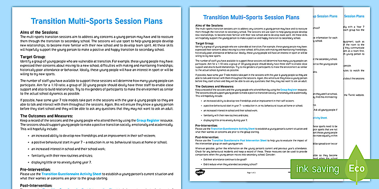 Multi-Sports Transition Session Plans (teacher made)