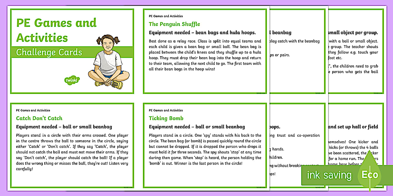 PE Activities for Kids - Challenge Cards (teacher made)